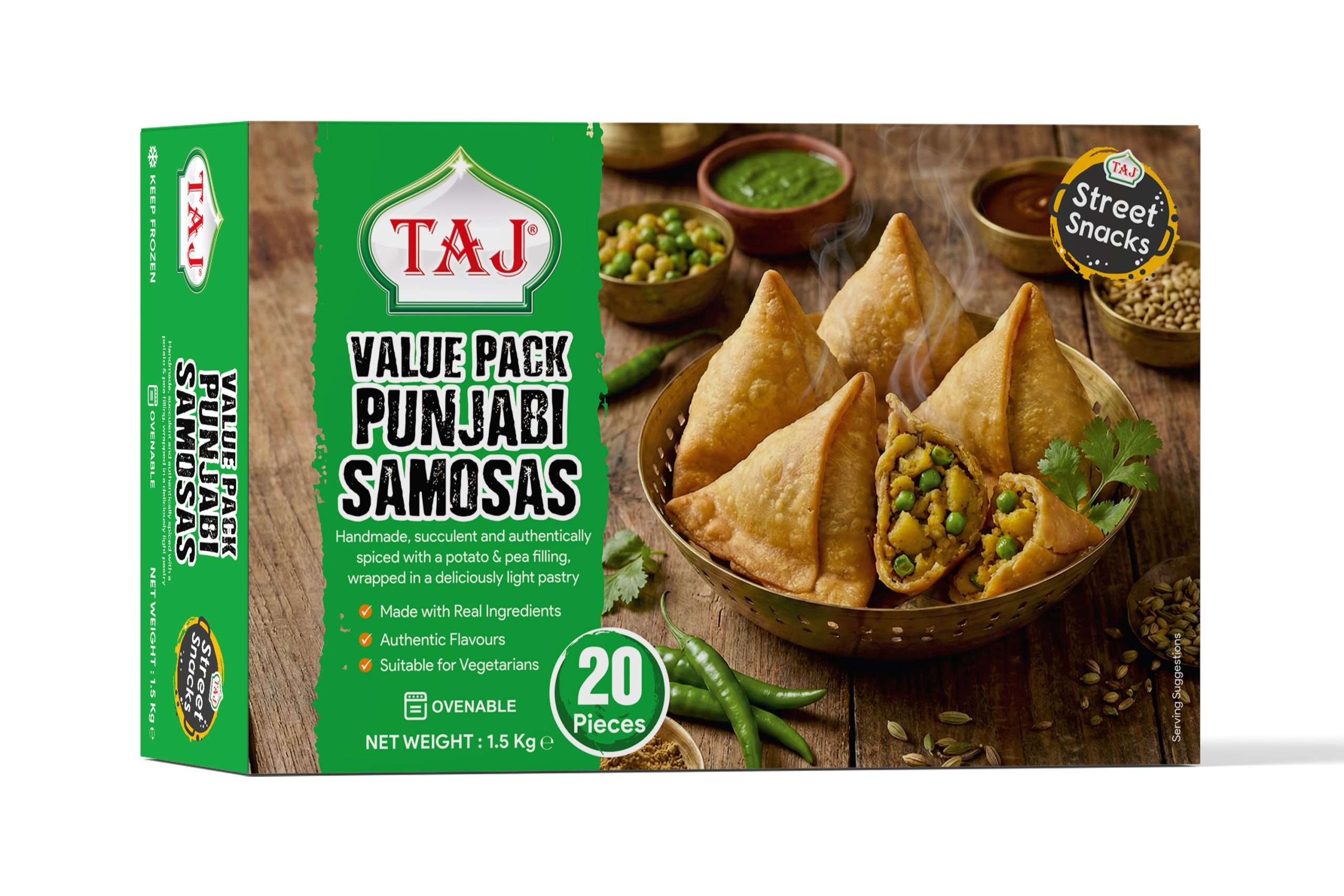 Value Pack Punjabi Samosas (20 Pcs) 1.5kg - TAJ Foods